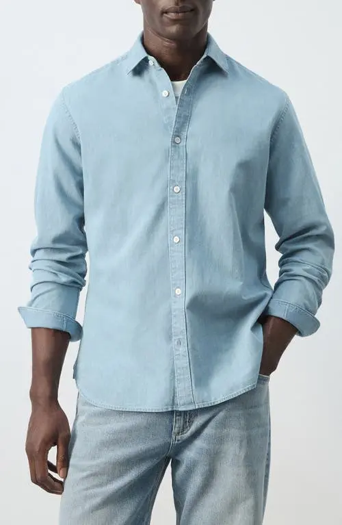 Mango Denim Button-up Shirt - Light Blue