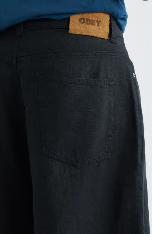 Obey Devin Baggy Linen Blend Shorts - Black