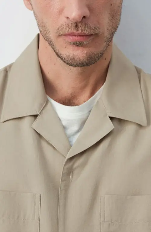 Mango Long Sleeve Cotton Blend Button-up Shirt - Beige