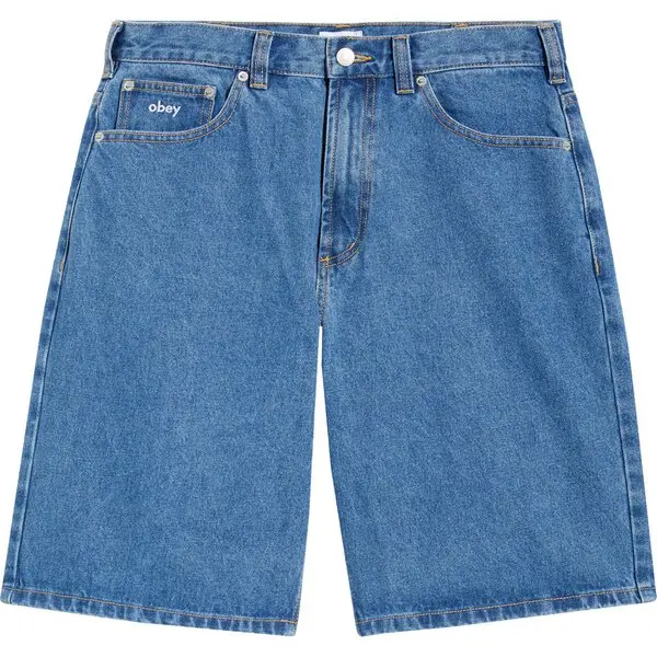 Obey Bigwig Baggy Denim Shorts - Light Indigo