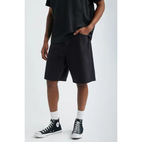 Obey Bigwig Baggy Denim Shorts - Washed Black