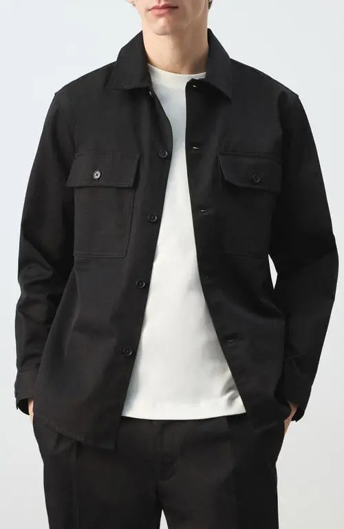 Mango Cotton Overshirt - Black