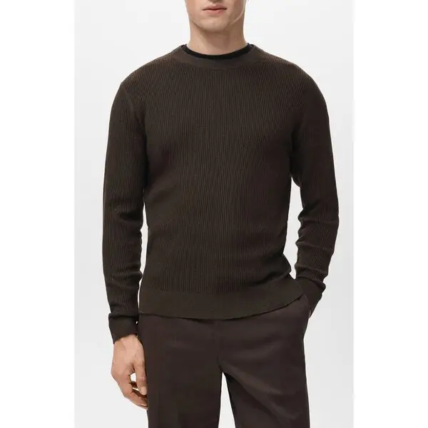Mango Fine Rib Cotton-blend Sweater - Chocolate