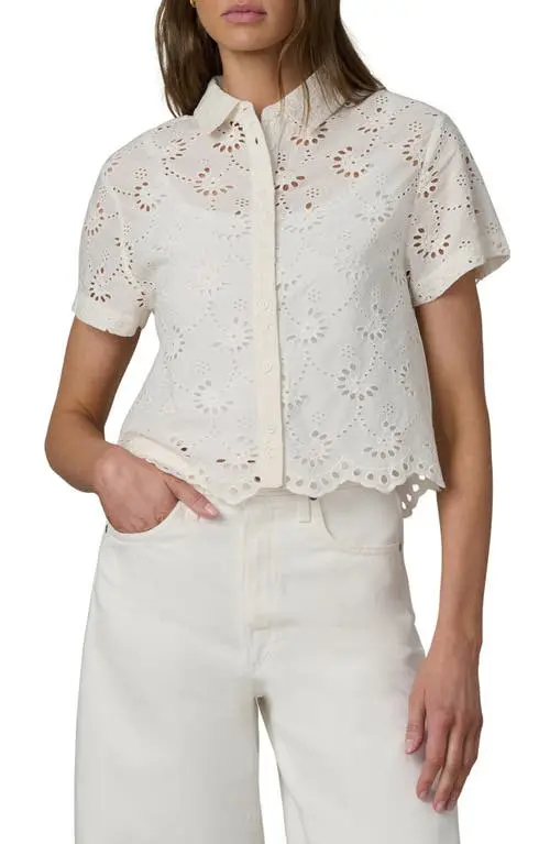 Joe's Jeans Sheer Crop Cotton Broderie Anglaise Button-up Shirt - Ecru