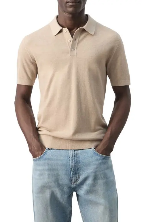 Mango Fine Knit Polo - Beige