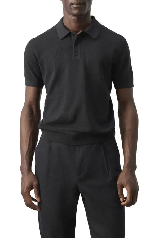 Mango Fine Knit Polo - Black