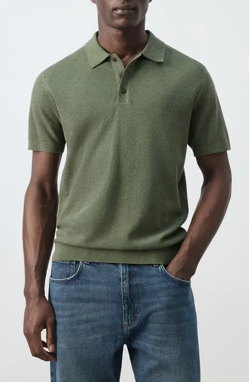 Mango Fine Knit Polo - Forest Green