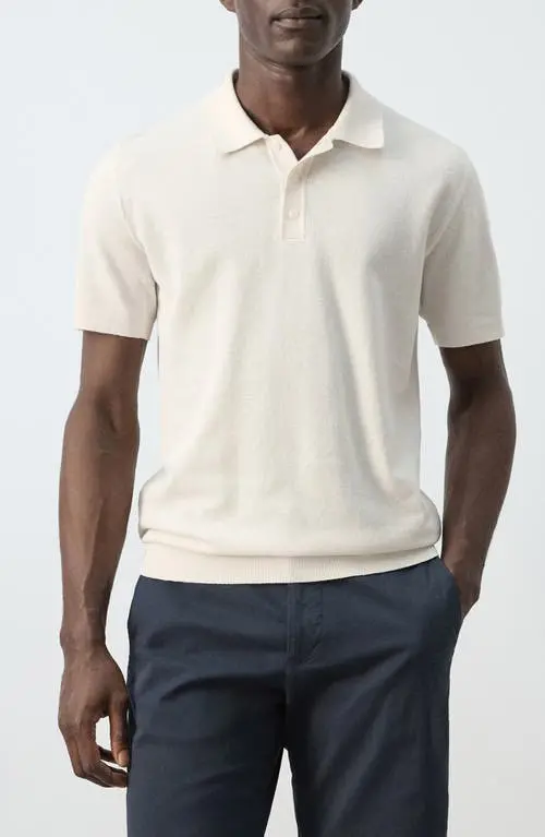 Mango Fine Knit Polo - Ivory White