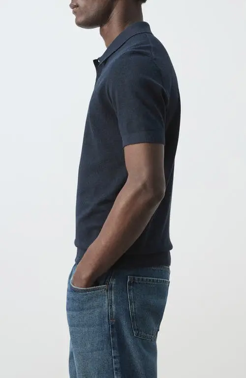 Mango Fine Knit Polo - Navy