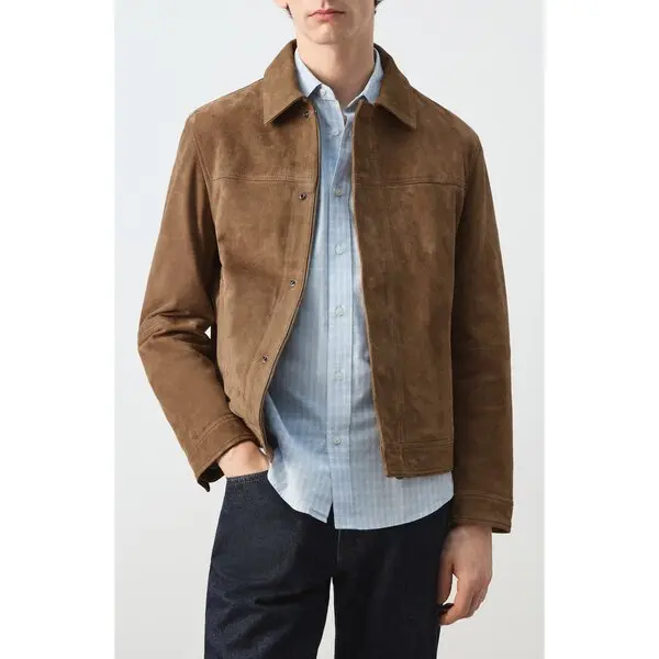 Mango Suede Jacket - Cognac
