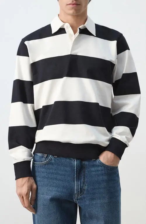 Mango Stripe Polo Sweater - White