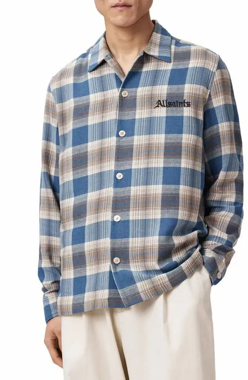 ALLSAINTS Alta Plaid Cotton Flannel Button-up Shirt - Blue