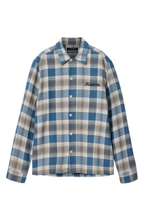 ALLSAINTS Alta Plaid Cotton Flannel Button-up Shirt
