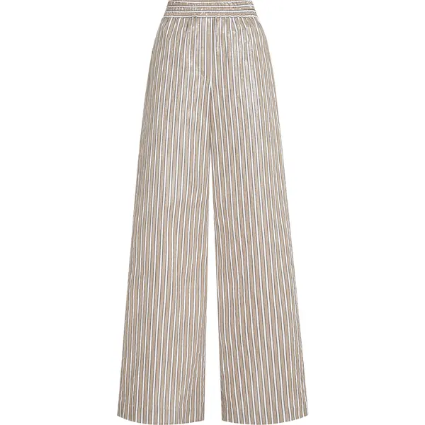 Brunello Cucinelli Dazzling Stripes Pyjama-style Trousers - Beige