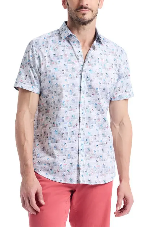 Robert Graham Embarcadero Short Sleeve Stretch Cotton Button-up Shirt