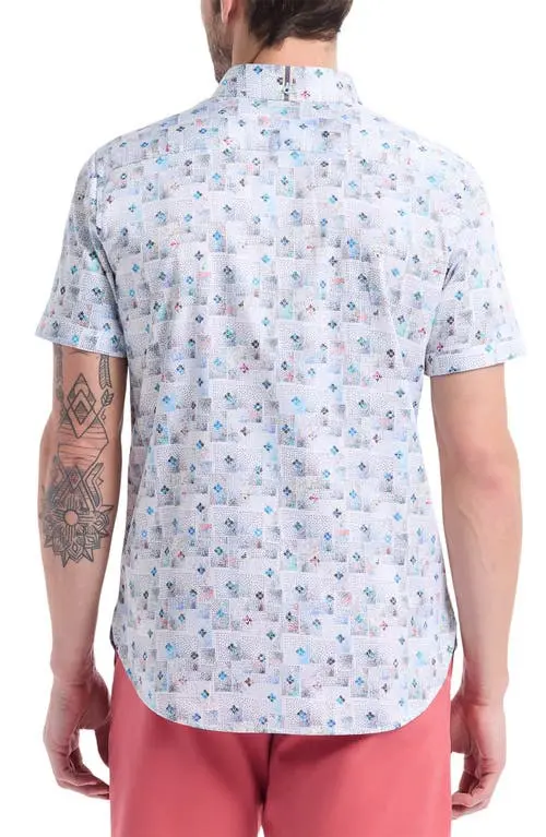 Robert Graham Embarcadero Short Sleeve Stretch Cotton Button-up Shirt