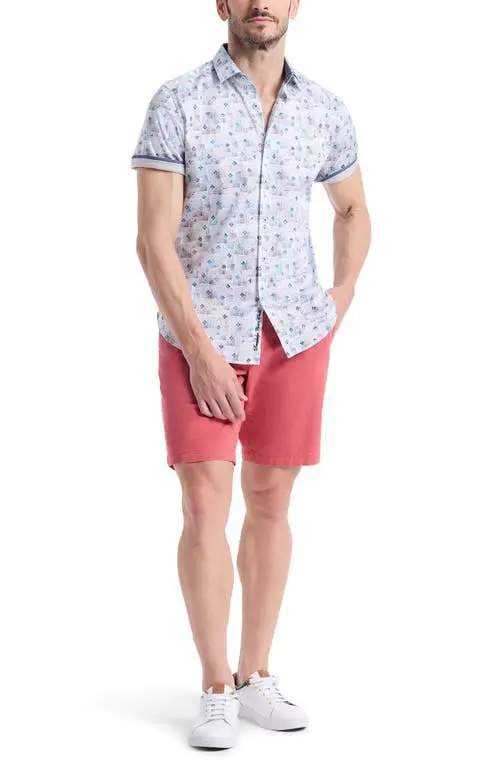Robert Graham Embarcadero Short Sleeve Stretch Cotton Button-up Shirt