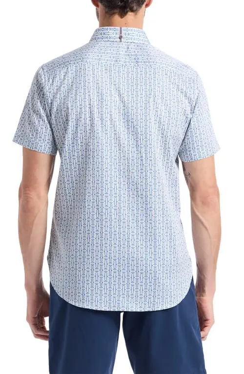 Robert Graham Napier Short Sleeve Stretch Cotton Button-up Shirt - Blue Multi