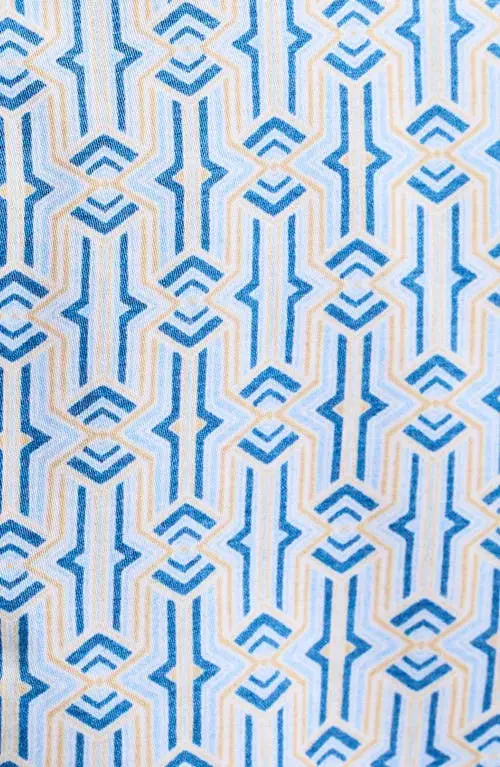 Robert Graham Napier Short Sleeve Stretch Cotton Button-up Shirt - Blue Multi