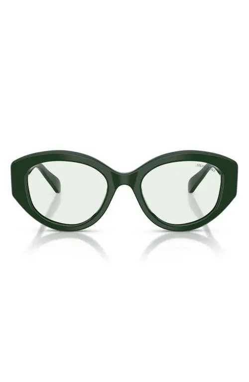 SWAROVSKI 53mm Polarized Irregular Sunglasses - Dark Green/photo Green