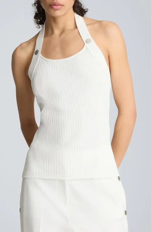 KENNETH COLE Rib Halter Sweater - Pure White