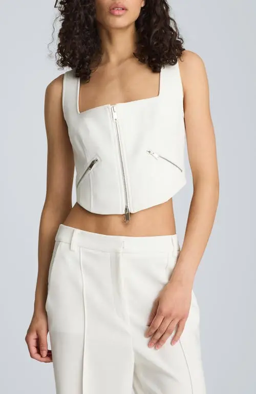 KENNETH COLE Sleeveless Zip-front Top - Pure White