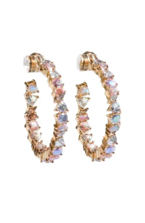 NATIVE GEM Vienna Opal Hoop Earrings - Pink