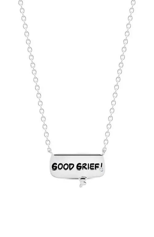 CRISLU X Peanuts® Good Grief! Thought Bubble Pendant Necklace - Pure Platinum/clear Stone