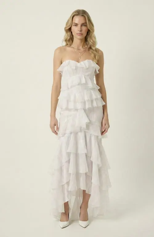 MODENAIRE Strapless Tiered Ruffle Maxi Dress - Ivory