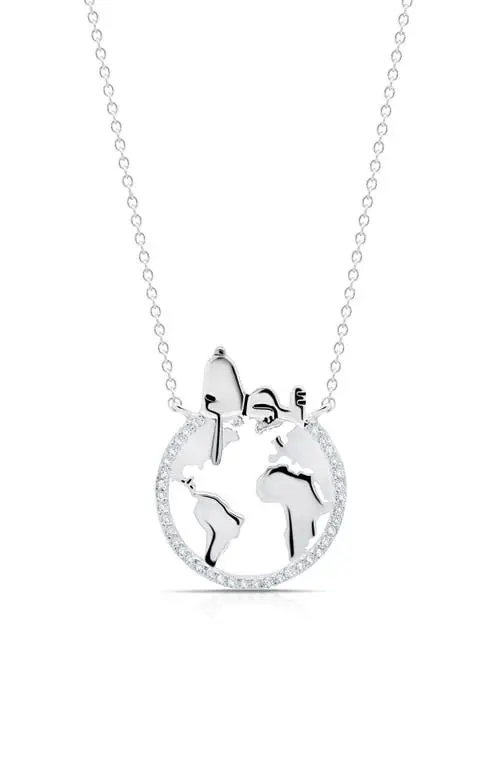 CRISLU X Peanuts® Snoopy's World Pavé Pendant Necklace - Pure Platinum/clear Stone