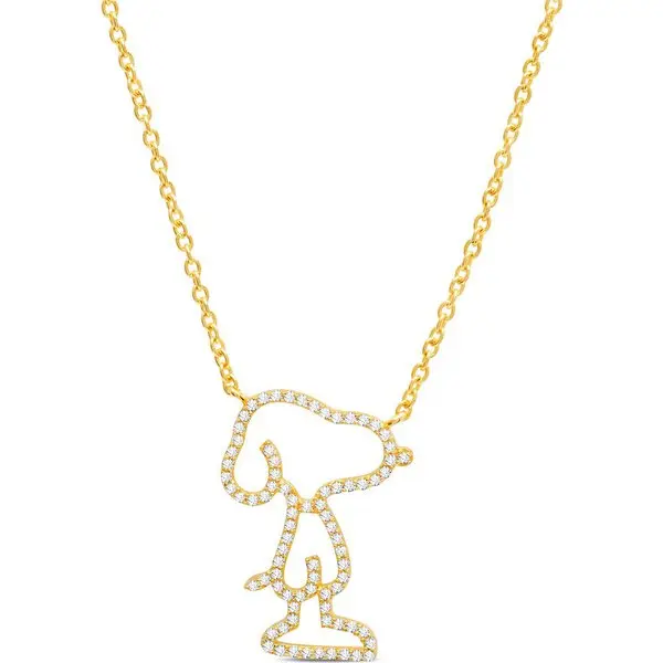 CRISLU X Peanuts® Snoopy Pendant Necklace - 18kt Yellow Gold/clear Stone