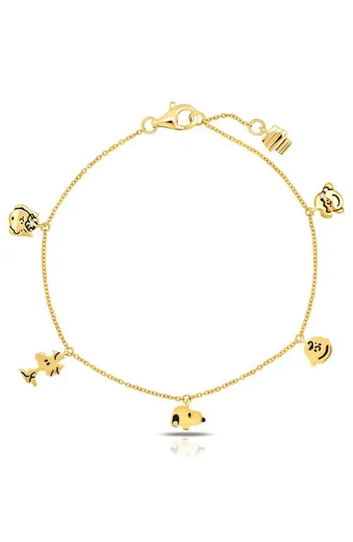 CRISLU X Peanuts® Snoopy & The Gang Charm Bracelet - 18kt Yellow Gold/clear Stone