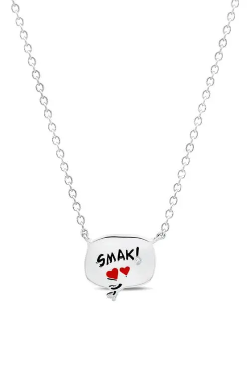 CRISLU X Peanuts® Smak! Pendant Necklace - Pure Platinum/clear Stone