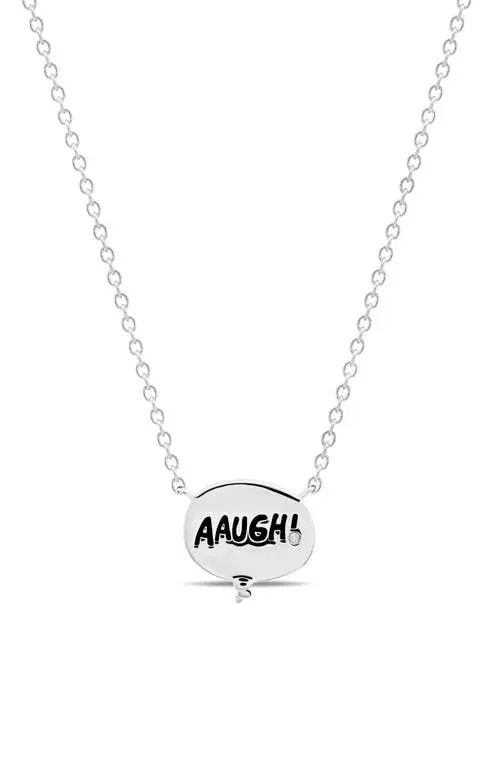 CRISLU X Peanuts® Aaugh! Thought Bubble Pendant Necklace - Pure Platinum/clear Stone