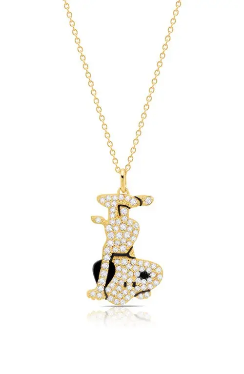 CRISLU Snoopy Headstand Pavé Pendant Necklace - 18kt Yellow Gold/clear Stone