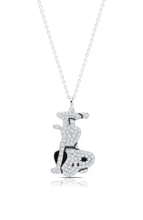 CRISLU Snoopy Headstand Pavé Pendant Necklace - Pure Platinum/clear Stone