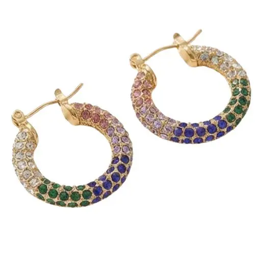 AKALIA Rhinestone Hoop Earrings - Gold