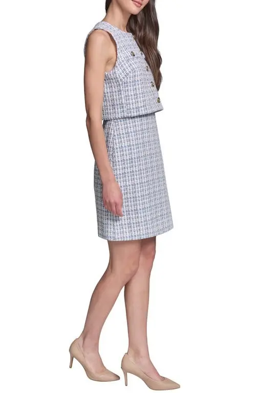 Karl Lagerfeld Sleeveless Tweed Popover Dress