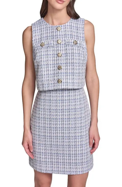 Karl Lagerfeld Sleeveless Tweed Popover Dress