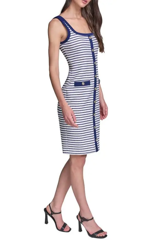 Karl Lagerfeld Striped Knit Scoop Neck Dress