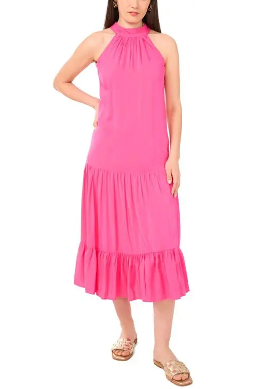 Vince Camuto Tiered Midi Dress - Hot Pink