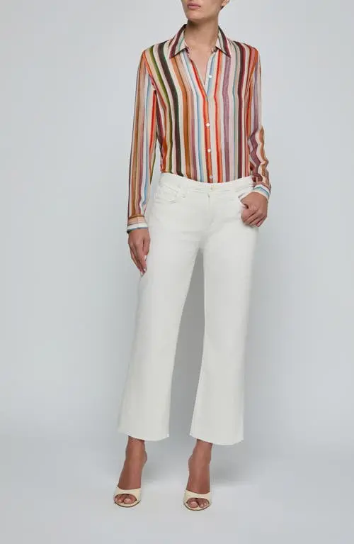 L'Agence Wanda Wide Leg Crop Jeans - Light Ecru