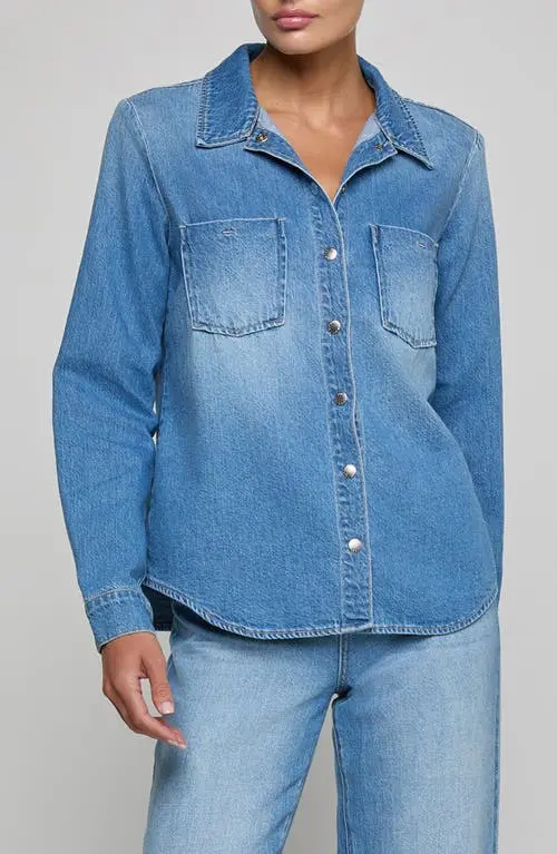 L'Agence Isla Cotton Denim Snap-up Shirt - Anaheim
