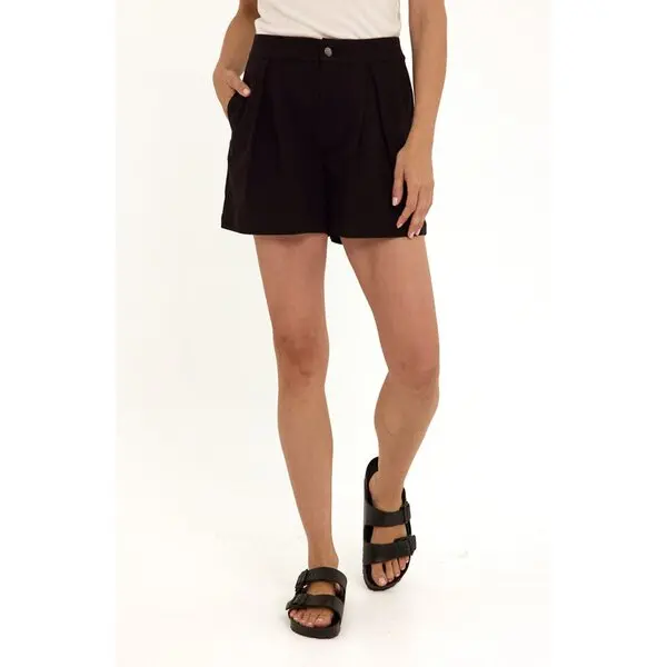 THREADS 4 THOUGHT Selene Pleated Stretch Twill Shorts - Black