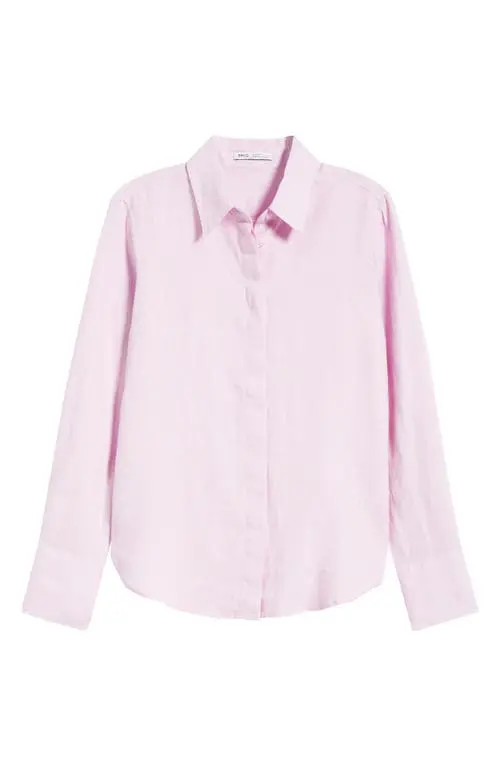 Mango Samara Linen Button-up Shirt - Pink
