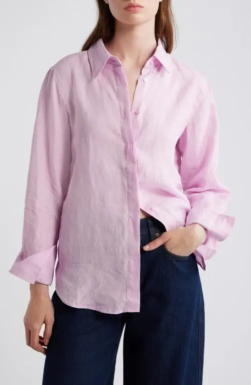 Mango Linen Button-up Shirt - Pink
