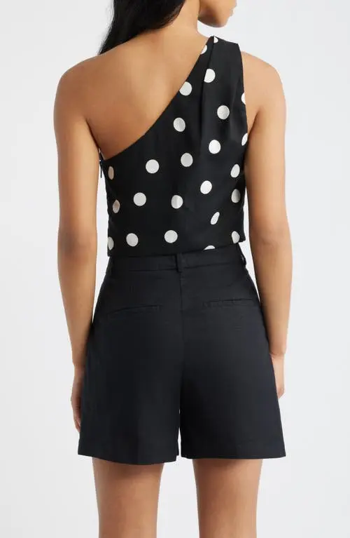 Mango Polka Dot One-shoulder Crop Top
