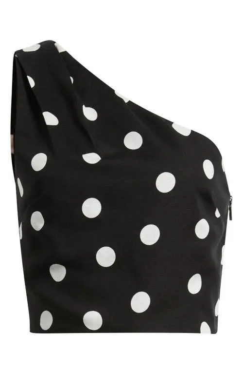 Mango Polka Dot One-shoulder Crop Top