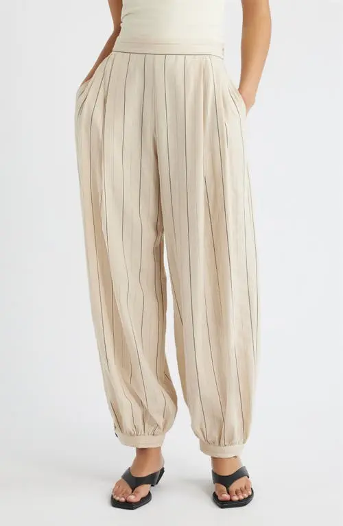 Mango Malta Stripe Balloon Pants - Ecru