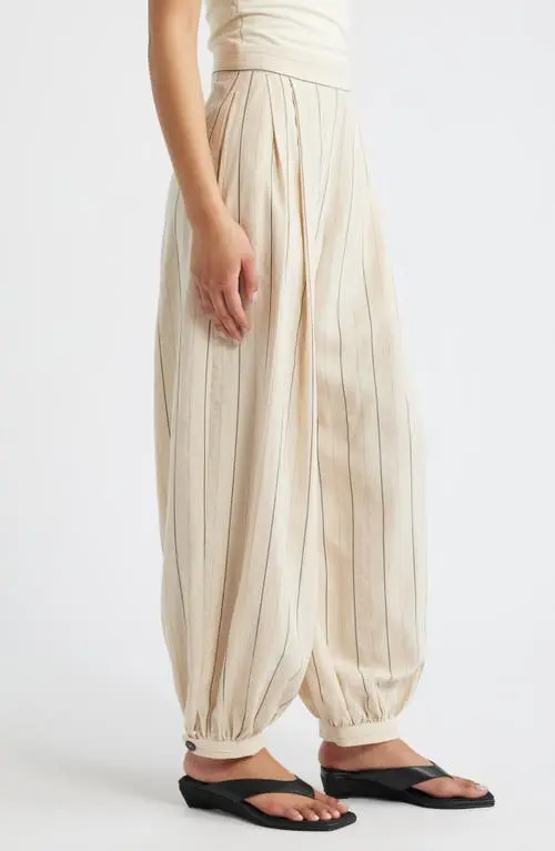 Mango Malta Stripe Balloon Pants - Ecru